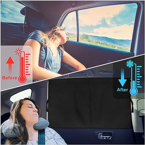 Car Window Shades, Magnetic Double Layer Car Sun Shade for Side Windows Privacy Full Covers/Half Shade Options Black Car Window Curtains for Baby Protection (1pcs)