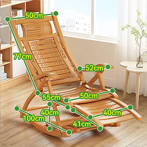 Lounge Chair, Wooden Recliners for Garden Folding Chair Bamboo Recliner Folding Rocking Chair - Balcony Home Lounge Chair, Adjustable Backrest Elderly Chair