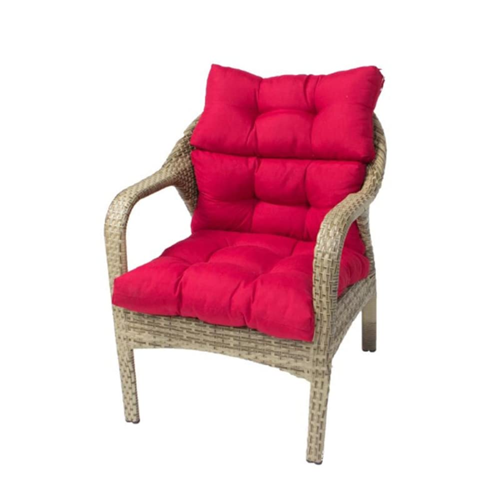 VISTABLUE Patio Chair Cushion, Tufted Outdoor High Back Patio Chair Cushions Replacement Patio Seating Cushions Set, Rocking Chair Cushion Pad with String Ties for Patio Swing Bench Wicker (Wine Red)