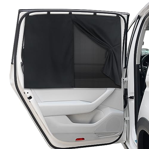 Car Window Shades, Magnetic Double Layer Car Sun Shade for Side Windows Privacy Full Covers/Half Shade Options Black Car Window Curtains for Baby Protection (1pcs)