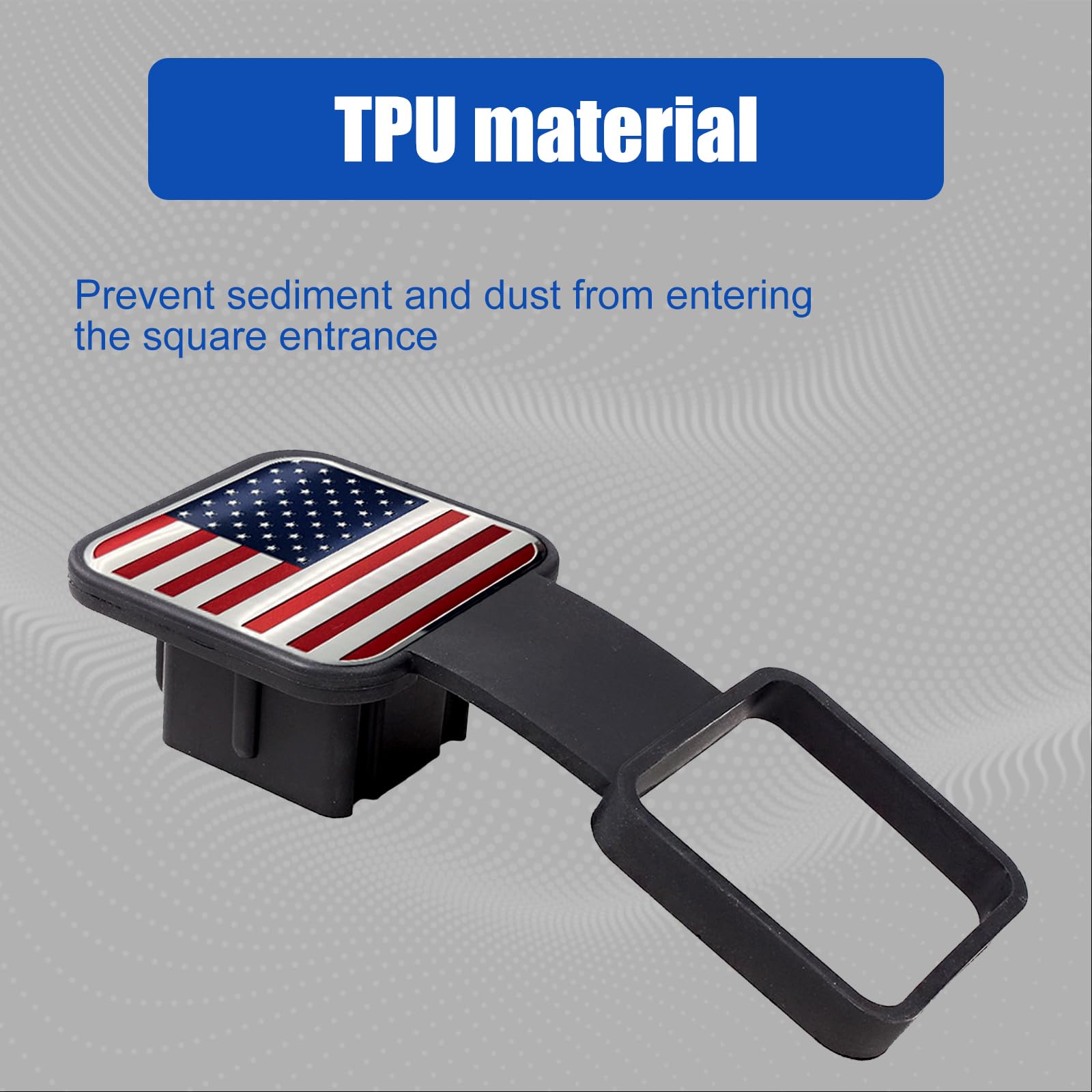 Fogfar 1 PC Square Tow Hitch Dust Plug, 3.14" x 3.14" x 1.96" American Flag Pattern Tow Tube Square Cover, Trailer Receive Tube Plug, Fits 2" x 2" Receiver Tube (Red)