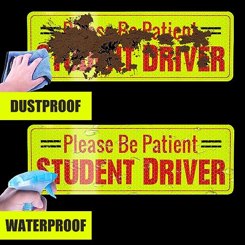 gunhunt 3 PCS Car Practice Reflective Car Tail Decals, 3.54" x 9.44" "Student Driver" Reflective Warning Body Decals, Essential Safety Accessories for Beginner Drivers (Red)