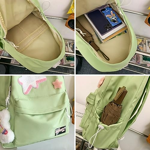 Verdancy Kawaii Backpack for School College Teens Students Travel Aesthetic Bookbag Cute Schoolbag Casual Daypack (Black)