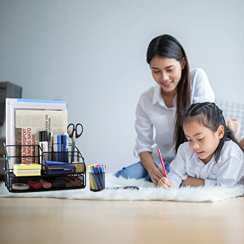 vedett Desk Organizer and Accessories Set for All Desk, Office Supplies Organizer with 6 Compartments + Pen Holder / 72 Accessories, for Aldult and Chlidren(Large)