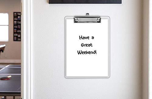 Plastic Clipboards (Set of 6) Transparent Clipboard (Clear) Strong 12.5 x 9 Inch | Holds 100 Sheets! Acrylic Clipboards with Low Profile Clip | Cute Clip Boards Board Clips