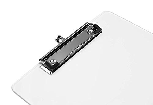 Plastic Clipboards (Set of 6) Transparent Clipboard (Clear) Strong 12.5 x 9 Inch | Holds 100 Sheets! Acrylic Clipboards with Low Profile Clip | Cute Clip Boards Board Clips