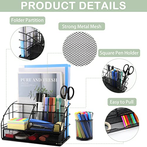 vedett Desk Organizer and Accessories Set for All Desk, Office Supplies Organizer with 6 Compartments + Pen Holder / 72 Accessories, for Aldult and Chlidren(Large)