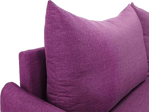 ERYE Polyester Upholstered Sofa Loveseat Couch for Home Apartment Office Small Space Living Room Furniture Sets,Modern Design Love Seats, Purple