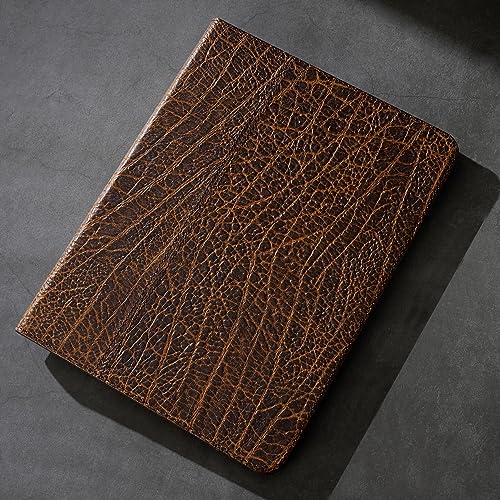 Gexmil Case for iPad 9.7 Inch,6th/5th Generation(2018/2017)-iPad Air 2/1 Gen. Genuine Leather Cover Anti Fingerprint/Slip,Cowhide Folio Cover Auto Sleep/Wake with Adjustable Stand,Buffalo Pattern