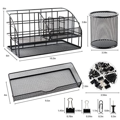 vedett Desk Organizer and Accessories Set for All Desk, Office Supplies Organizer with 6 Compartments + Pen Holder / 72 Accessories, for Aldult and Chlidren(Large)