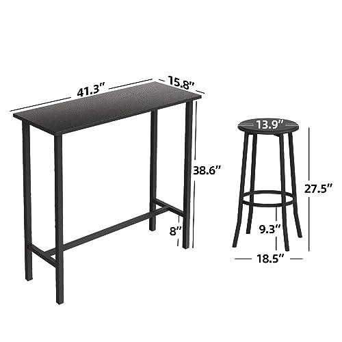 GAOMON Square Bar Table Chair Set for Kitchen Dining Coffee Party Room with 2 Chairs, Sturdy Metal Frame, Dining Table Set, Bar Table with 2 Bar Stools