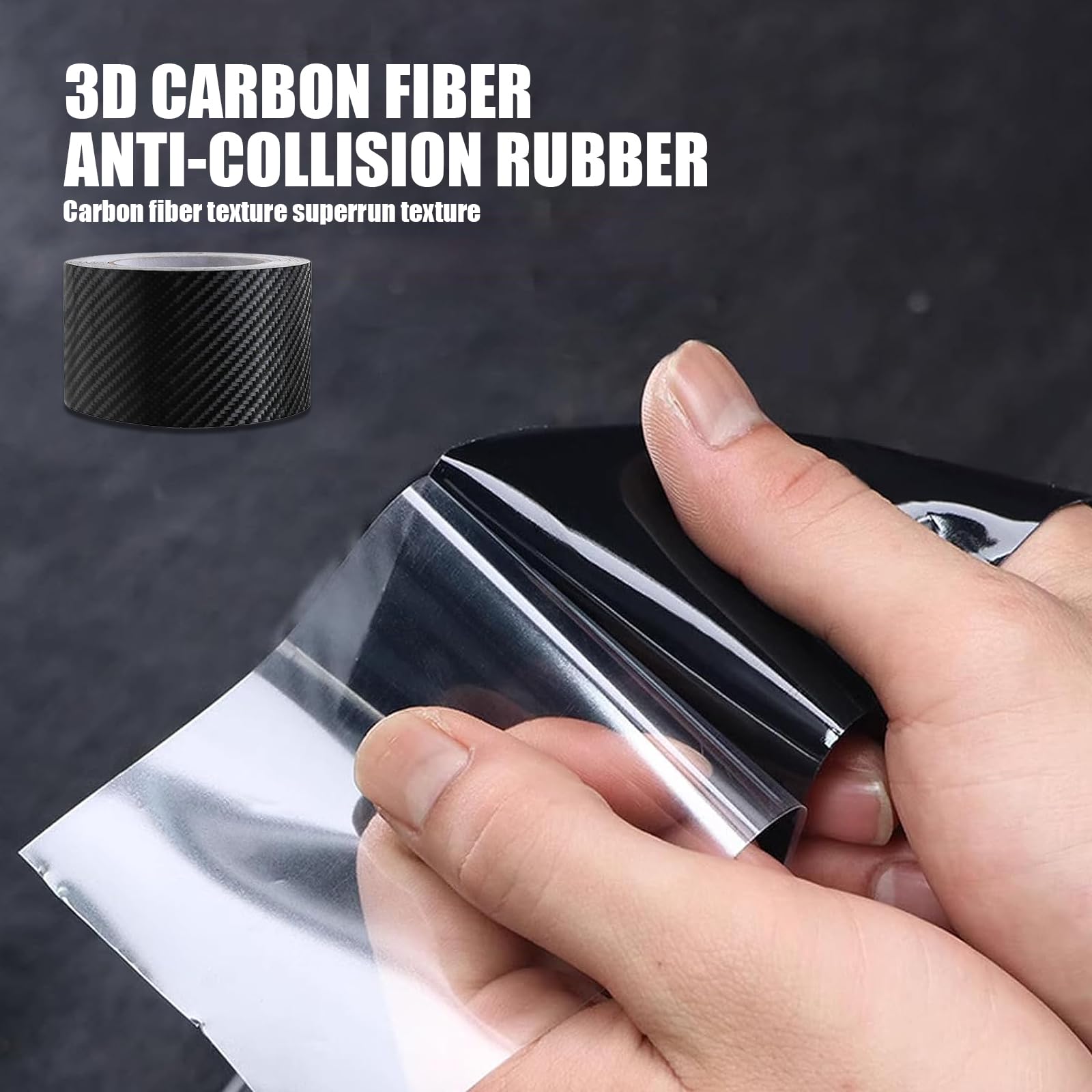 GKmow 1 PC Car 3D Carbon Fiber Sticker, 1.96In x 32.8Ft Self-Adhesive Multi-Purpose Decorative Car Sticker, Personalized and Creative PVC Decorative Accessories, Suitable for Most Models (Black)