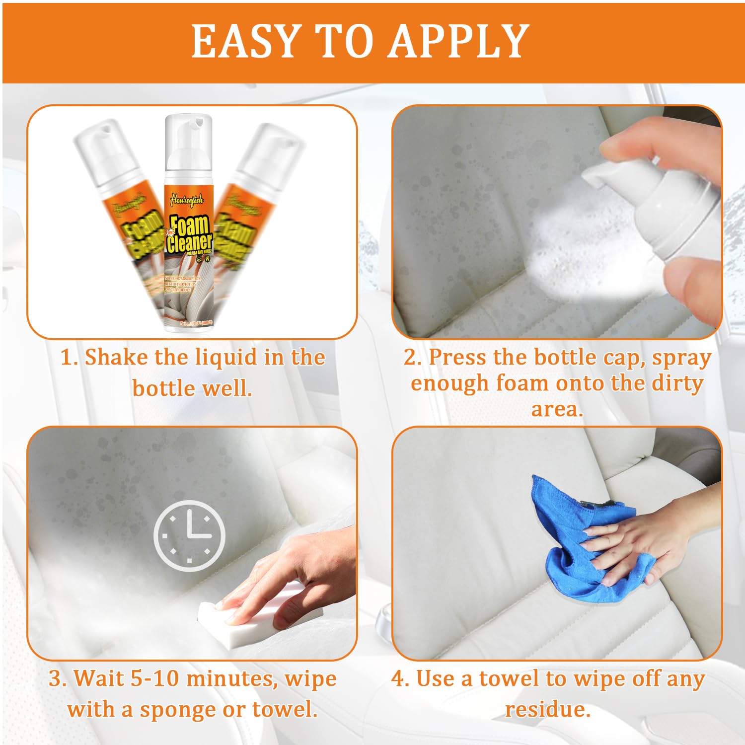 HORSEFISH TOOL All Purpose Cleaner, Car Foam Cleaner (2 Pack)