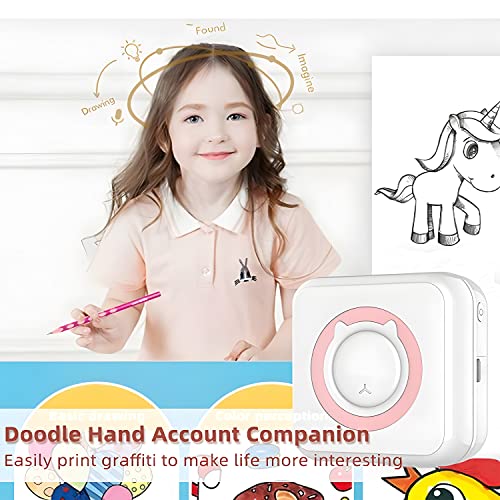 InstaProud - Portable Sticker Mini Printer, Mini C15 Pocket Thermal Printer,Wireless Bluetooth Photo Printer, Portable Label Sticker Printer for Photos Diaries Memos Study Notes(Blue-10 Paper Rolls)