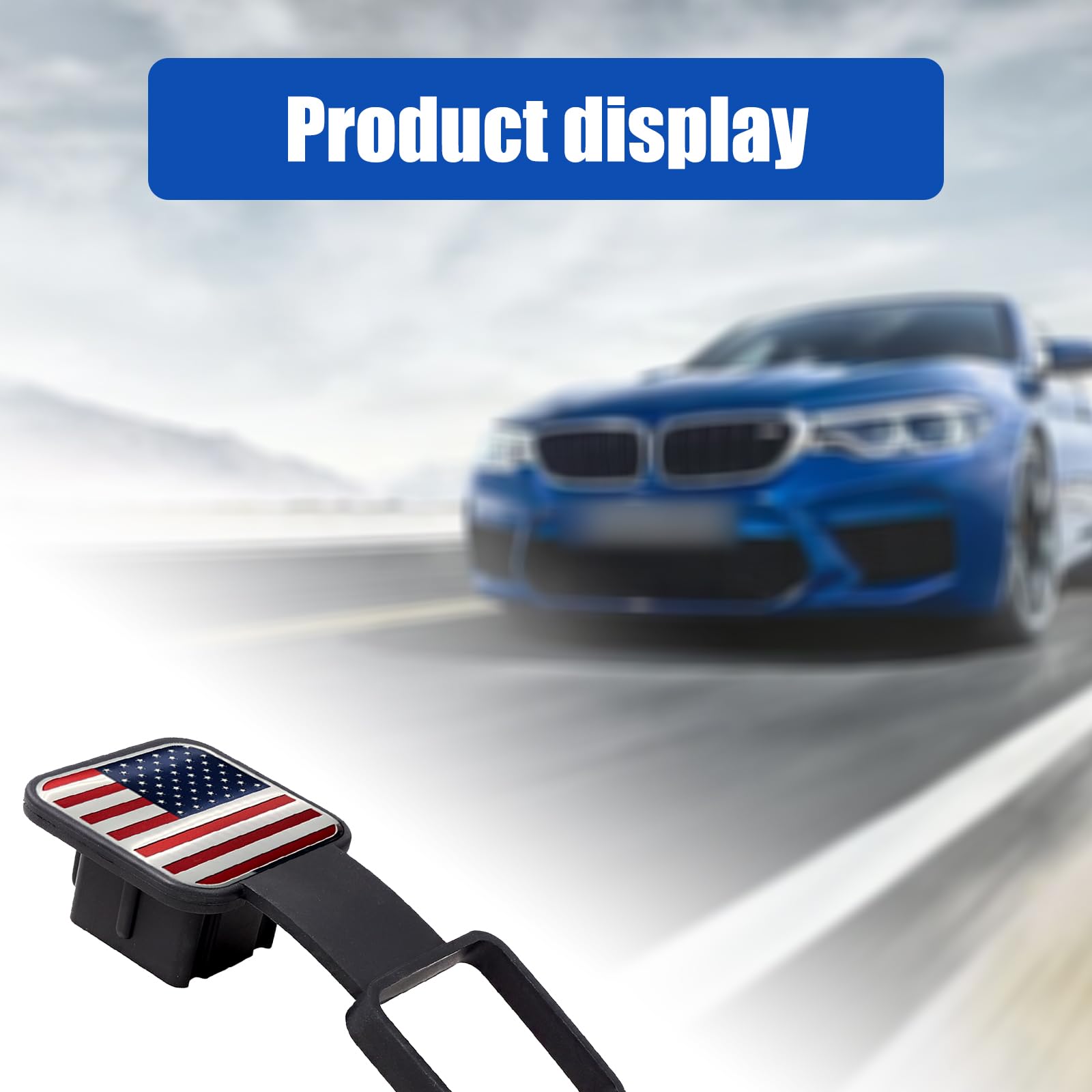 Fogfar 1 PC Square Tow Hitch Dust Plug, 3.14" x 3.14" x 1.96" American Flag Pattern Tow Tube Square Cover, Trailer Receive Tube Plug, Fits 2" x 2" Receiver Tube (Red)
