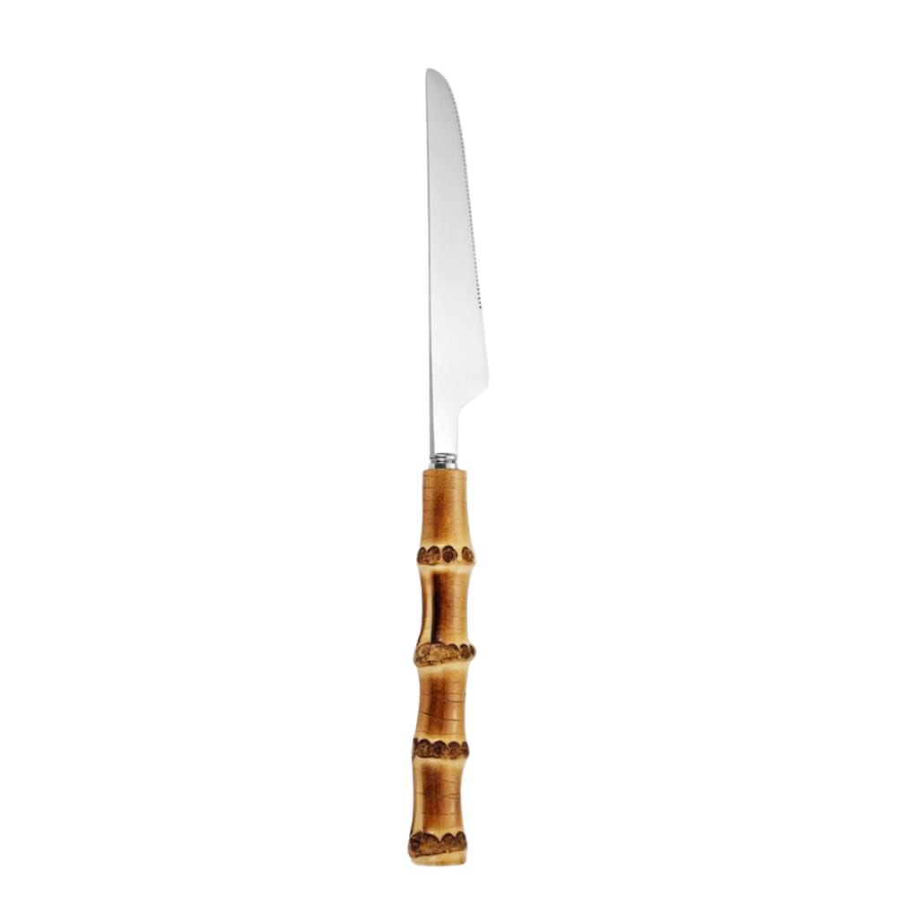 Natural bamboo handle cutlery western steak knife and fork spoon creative cake dessert spoon and fork set (cutlery)