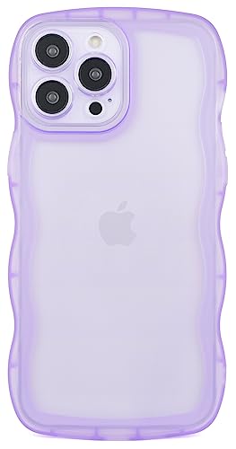 XIQI Compatible with iPhone 13 Pro Max Case 6.7" 2021, Cute Kawaii Curly Wave Frame Shape Soft Silicone Shockproof Protective Phone Cover for Women Girls, Clear/Purple
