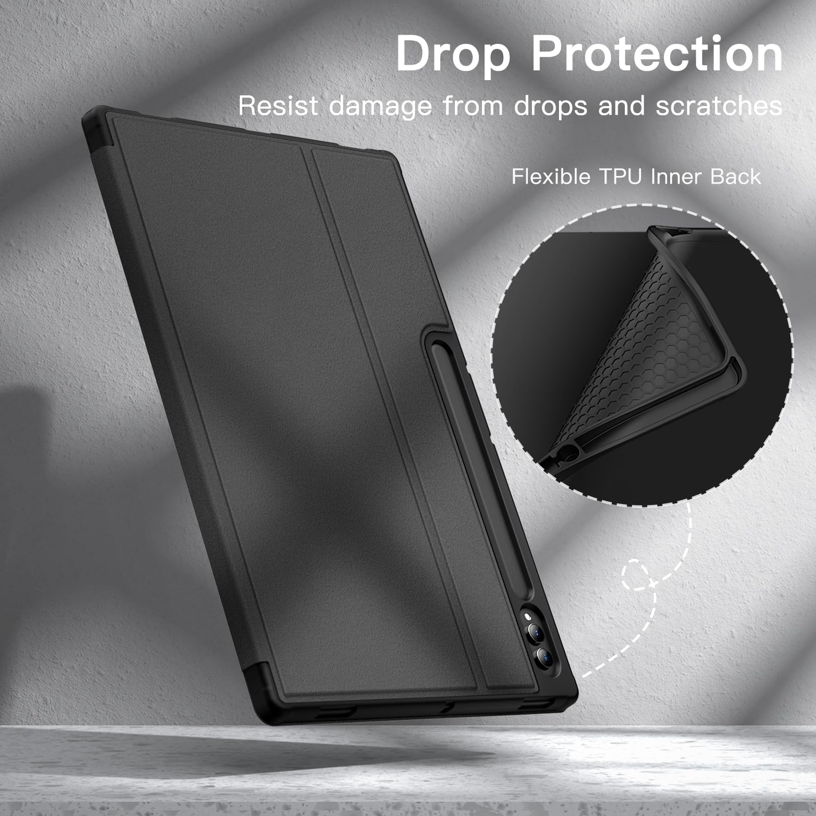 JETech Case for Samsung Galaxy Tab S10 Ultra/Tab S9 Ultra 14.6-Inch with S Pen Holder, Slim Folio Stand Protective Tablet Cover, Multi-Angle Viewing (Black)