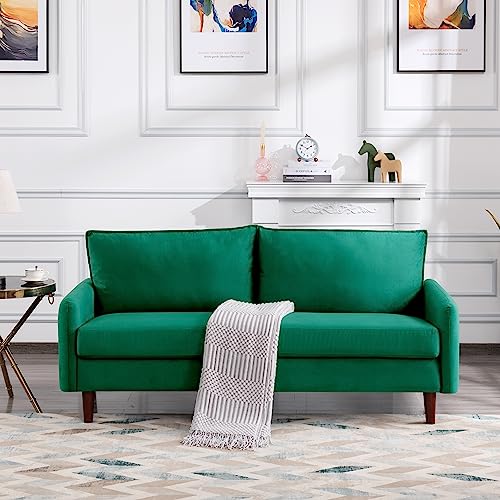 YUNLife&Home Loveseat Sofa,Modern Decor Accent Futon Love Seat Bed for Living Room Bedroom Napping,Tufted Upholstered Small Recliner Couch Furniture,Solid and Easy to Install, Velvet Green 70.9" w