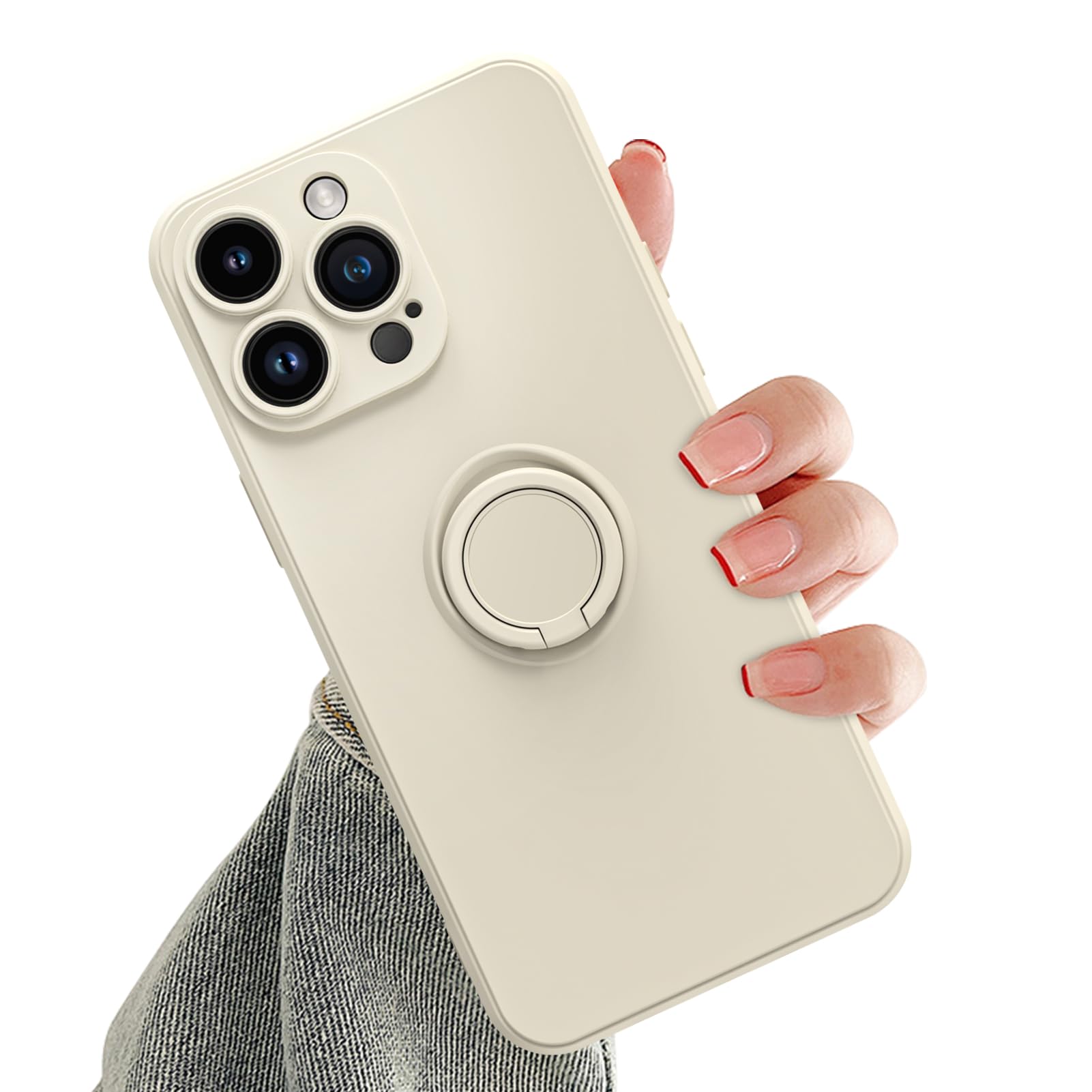 Dinick for iPhone 14 Pro Max Case with Magnetic Ring Holder Premium Soft Liquid Silicone Cover [Anti-Scratch Microfiber Liner] Shockproof Kickstand Protective Phone Case for iPhone 14 Pro Max White