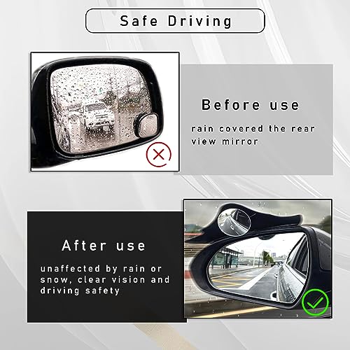 Kewucn 2PCS Bat Shaped Car Mirror Blind Spot Mirror Rain Cover, Carbon Fiber Rear View Side Mirror Rain Eyebrow, Universal 2 In 1 Functional Mirror Rain Protector for Car SUV Truck (Black)
