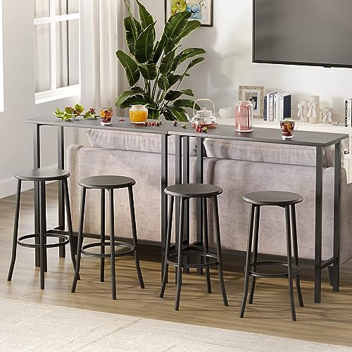 GAOMON Square Bar Table Chair Set for Kitchen Dining Coffee Party Room with 2 Chairs, Sturdy Metal Frame, Dining Table Set, Bar Table with 2 Bar Stools