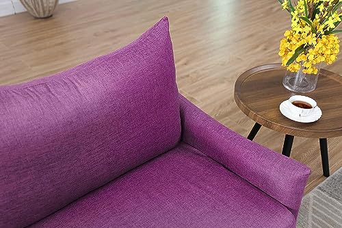 ERYE Polyester Upholstered Sofa Loveseat Couch for Home Apartment Office Small Space Living Room Furniture Sets,Modern Design Love Seats, Purple
