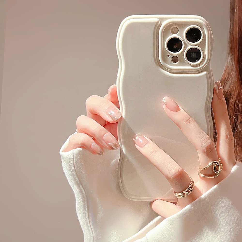 FABSPARK Phone Case for iPhone 13 Pro Max Case,Simple Wave Design Wavy Frame Soft Silicone Aesthetic for iPhone 13 Pro Max,Beige
