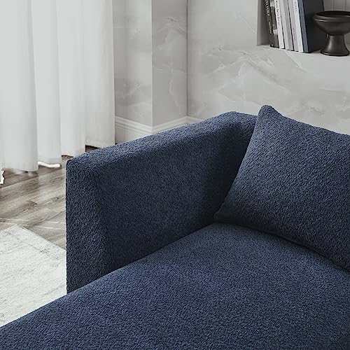 EMKK Modular Sectional Sofa L Shaped Couch with Left Side Chaise and Ottoman, DIY Combination, Loop Yarn Fabric,Living Room Furniture Sets Sofá w/ 3 Pillows