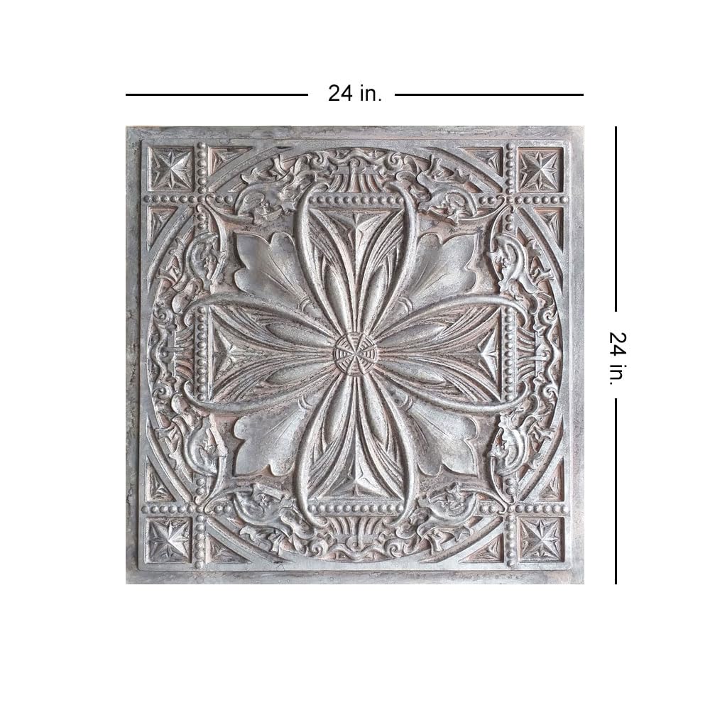 From Plain To Beautiful In Hours DCT10 Milan PVC 2' x 2' Lay-in or Glue-up Ceiling Tile (Covers / 40 sq.ft), Weathered Iron, 10 Piece