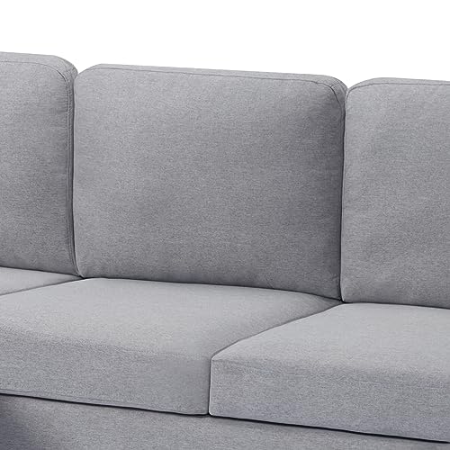 ERYE Soft Polyester Sofa&Couch with Left Lounge Chaise, L-Shaped Corner Upholstered Couch W/Pillow-Top Armrest & Golden Metal Legs for Living Room Furniture Sets, 79.5", Light Gray-005