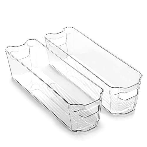 BINO | Stackable Storage Bins, Small - 2 Pack | THE STACKER COLLECTION | Clear Plastic Storage Bins | Built-In Handles | BPA-Free | Containers for Organizing Kitchen Pantry | Multi-Use Organizer Bins