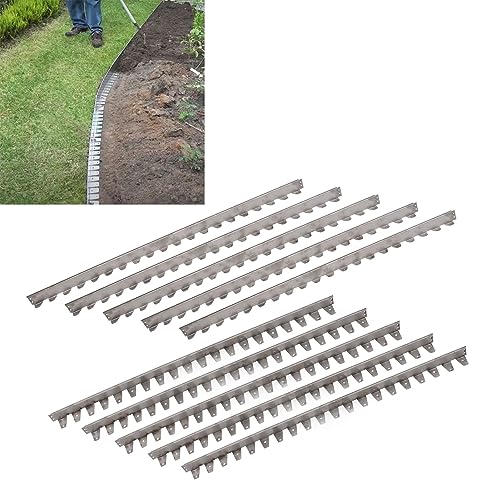 Lawn Edging, Garden Border, Metal Edging for Landscaping, 10Pcs Garden Edging Border 201 Stainless Steel Landscape Edging Kit for Flower Grass Yard(Small Size)