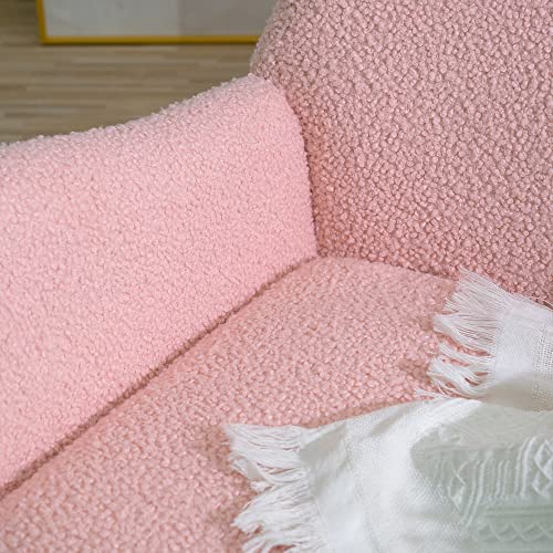Morhome Upholstered Nursery Rocking Chair-Comfy Glider Rocker with Padded Seat, High Backrest, and Armrests for Living Room Bedroom Offices, Pink