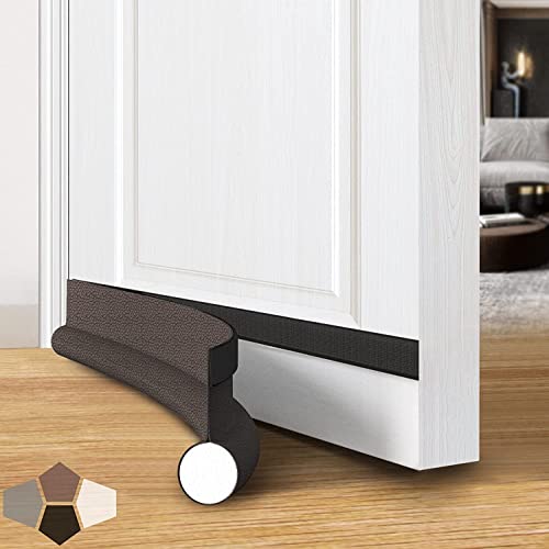 Door Draft Stopper Bottom One Sided Door Draft Blockers, 37.8 Inches Adjustable Cutable Soundproof Under Door Draft Blocker for Bottom of Doors, Suitable for Interior/Exterior Doors, 1 Pack, Brown