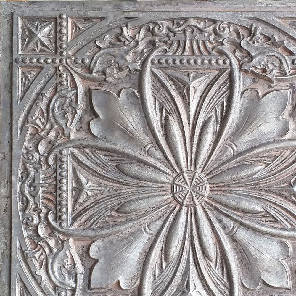 From Plain To Beautiful In Hours DCT10 Milan PVC 2' x 2' Lay-in or Glue-up Ceiling Tile (Covers / 40 sq.ft), Weathered Iron, 10 Piece