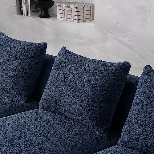 EMKK Modular Sectional Sofa L Shaped Couch with Left Side Chaise and Ottoman, DIY Combination, Loop Yarn Fabric,Living Room Furniture Sets Sofá w/ 3 Pillows