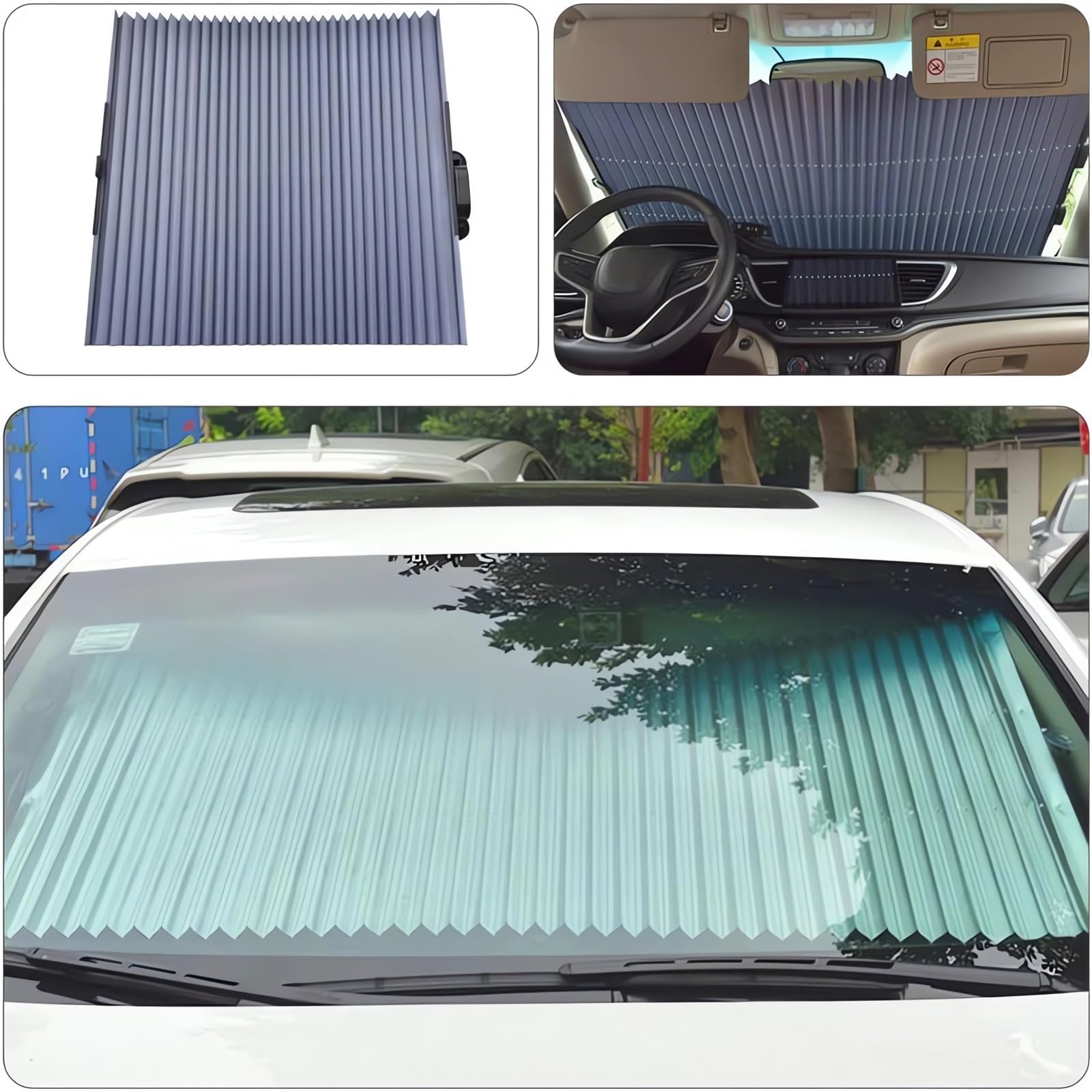 Car Retractable Curtain with UV Protection - 2023 New Cool Windshield Sunshade, Extra Large Sun Shade for Window, Front & Rear Window Shades All (46cm/18.1in)