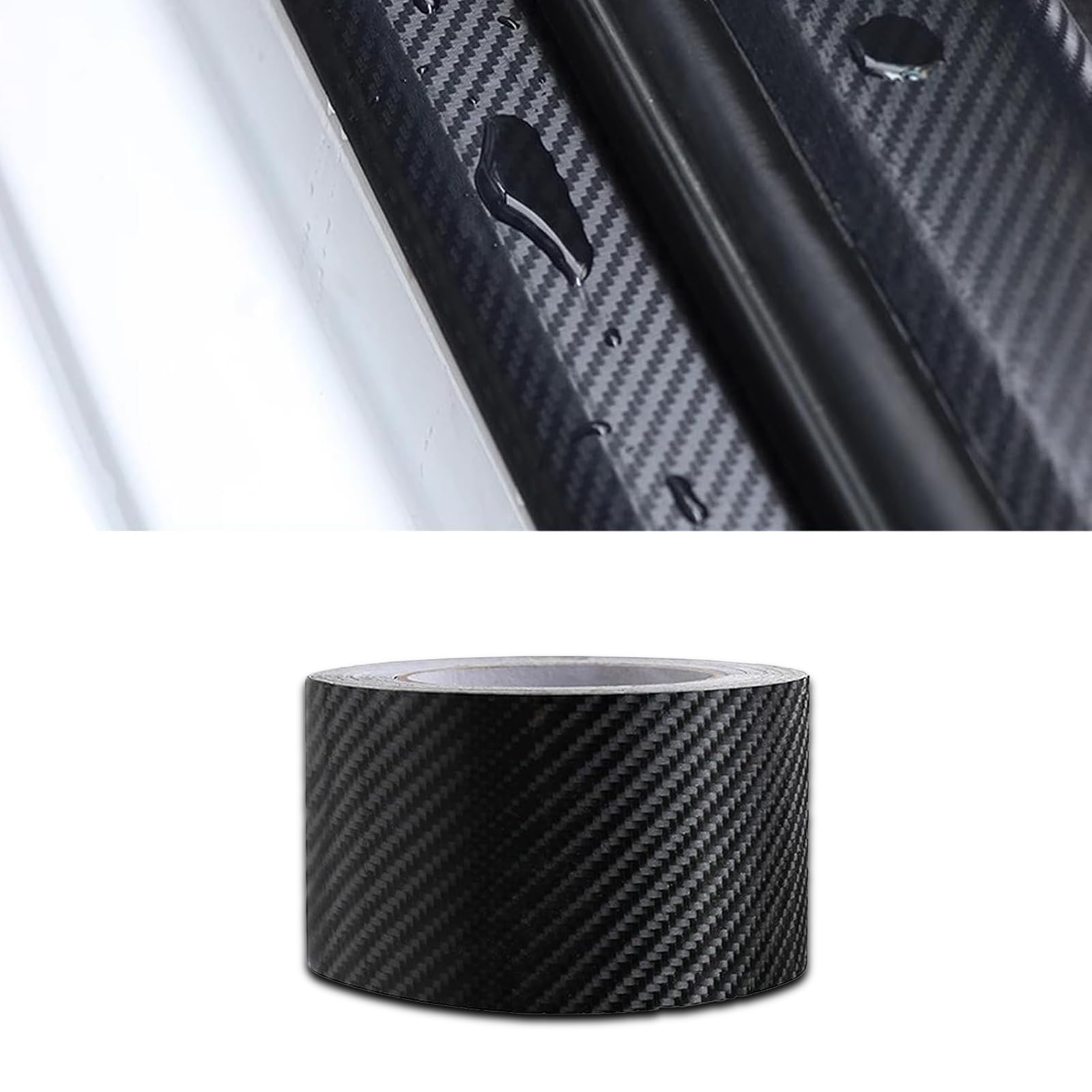 GKmow 1 PC Car 3D Carbon Fiber Sticker, 1.96In x 32.8Ft Self-Adhesive Multi-Purpose Decorative Car Sticker, Personalized and Creative PVC Decorative Accessories, Suitable for Most Models (Black)