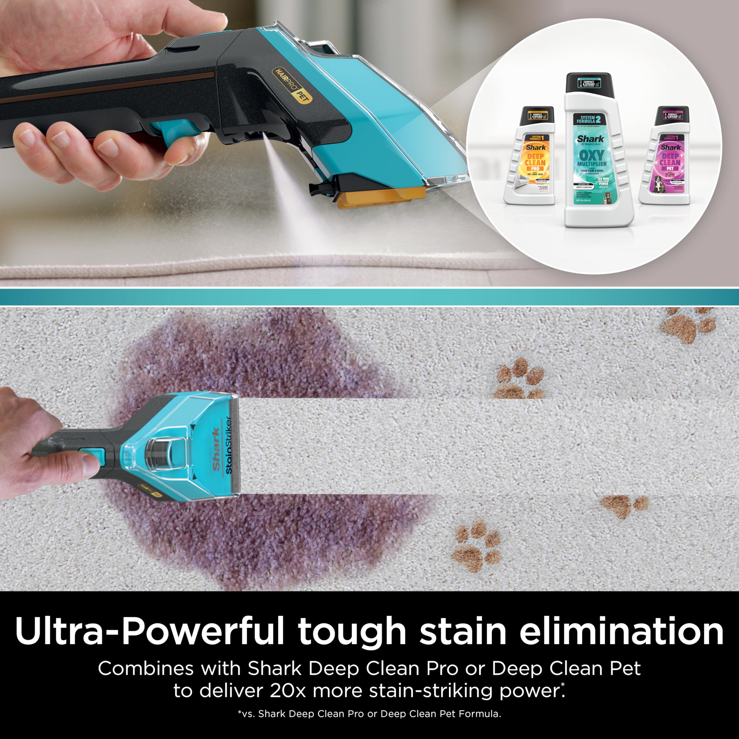 Shark StainStriker OXY Multiplier Formula for All Shark Portable & Upright Carpet Cleaners, Formulated for All Carpets, Upholstery & Area Rugs, Instantly Eliminates Odors, 32oz, EXOX32