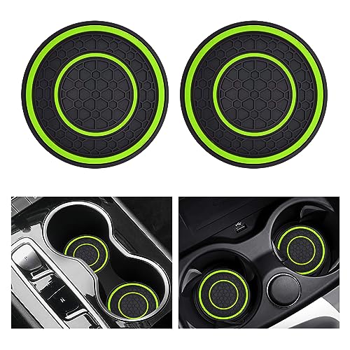 2 PCS Car Cup Holder Coaster,Car Coasters Cup Mats,2.75 Inch Universal Car Cup Coasters,Non-Slip Anti Dust Mats Cup Holder Insert Coaster, Suitable for Most Car Interior (Green)