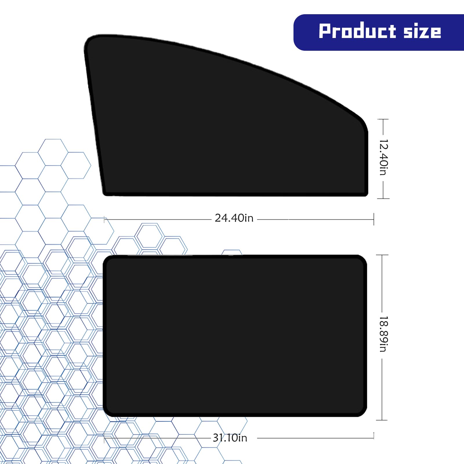 NGHEY 4 PCS Opaque Car Window Sunshade, Black Glue/Silver Titanium Cloth Full Blackout Sunshade, Heat Insulation and Sunscreen Window Curtain, Suitable for Most Models (Black)