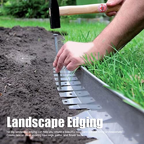 Lawn Edging, Garden Border, Metal Edging for Landscaping, 10Pcs Garden Edging Border 201 Stainless Steel Landscape Edging Kit for Flower Grass Yard(Small Size)