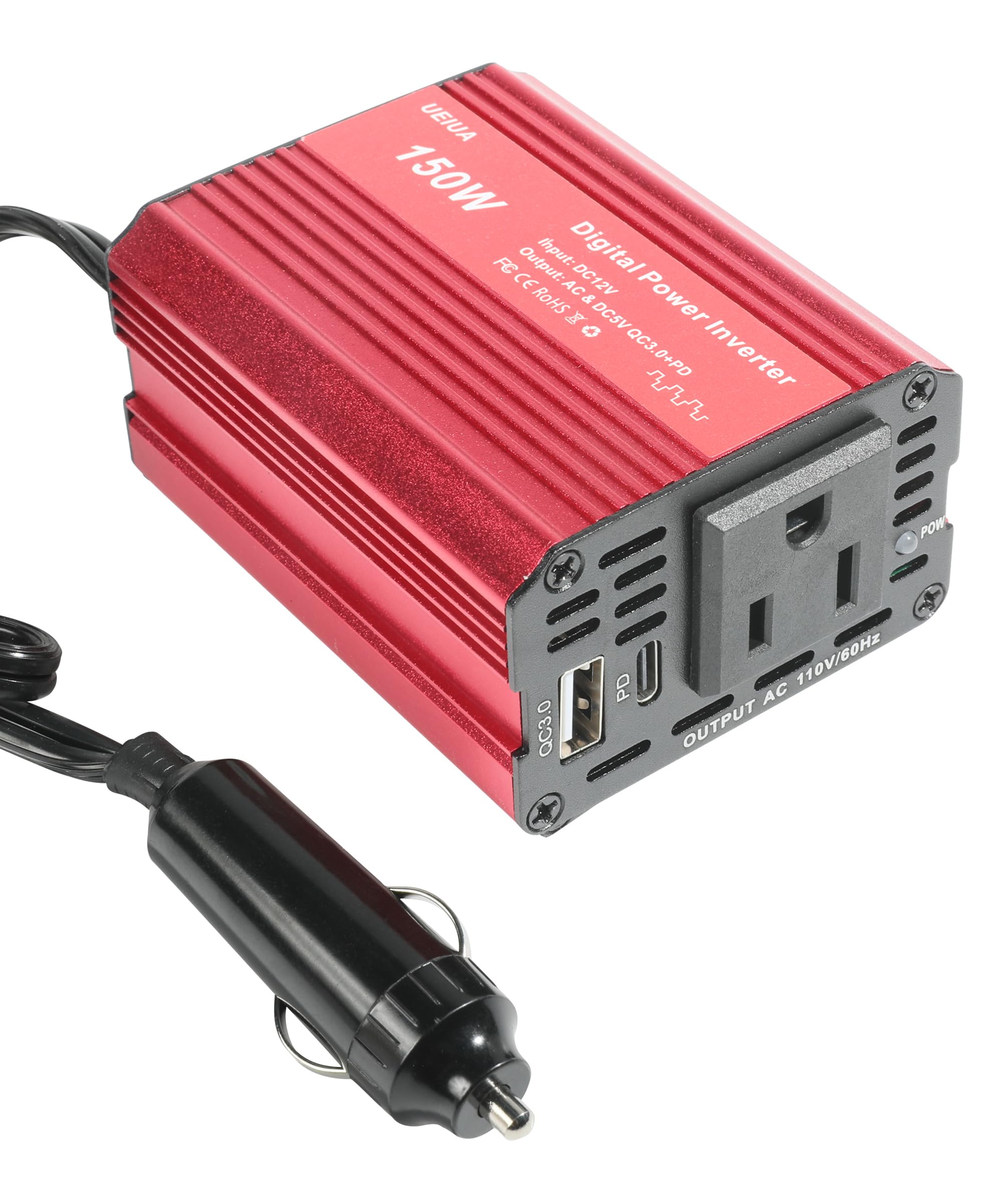Zlirfy Car Inverter,Power Inverter,150W Car Power Inverter,Car to Outlet Adapter with USB+Type-C PD Dual Interface,Car Accessories Car Power Adapter,Car Plug Outlet Adapter