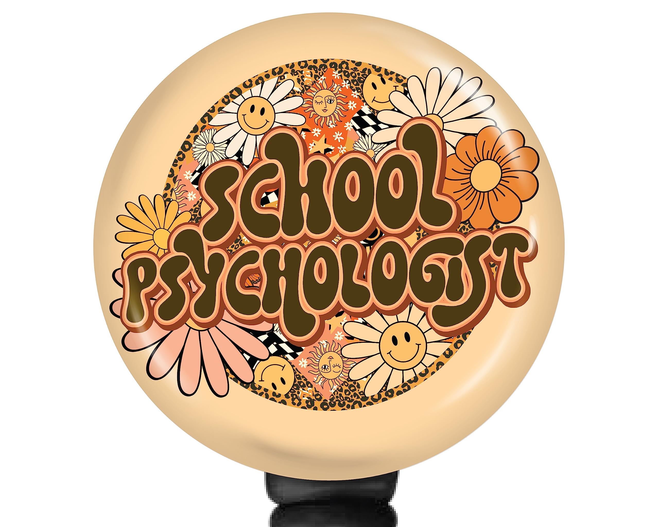 School Psychologist Badge Reel - Gift for School Psychologist - Guidance Counselor Badge Holder - Retro Badge Clip - Groovy Floral Retractable Nametag Reel