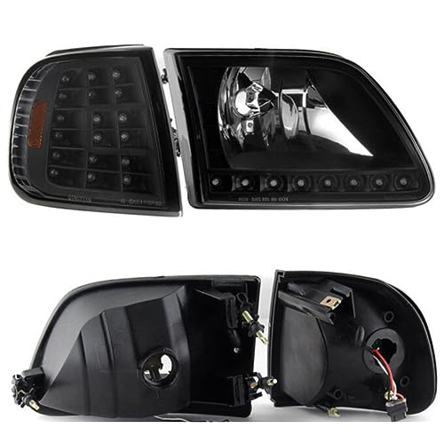 HH Building 2pcs Headlight Front Left Right Driver Passenger Side Clear Lens Black Housing Headlights + Corner 3L3Z13008DA FO2502267 5_HD-ON-FF15097-LED-SET-BK