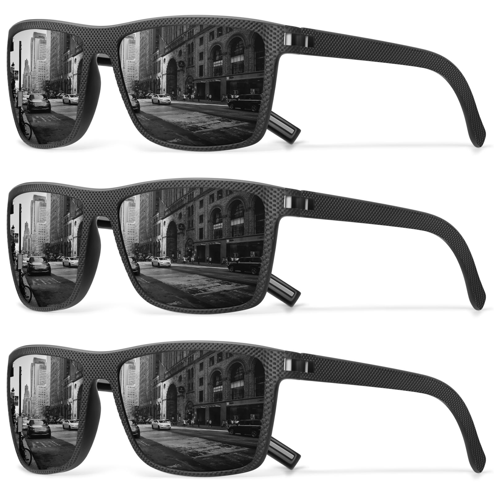 Square Polarized Sunglasses for Men Vintage Style Driving Travel Sun Glasses Lightweight Frame UV Protection Goggles