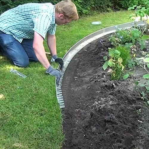 Lawn Edging, Garden Border, Metal Edging for Landscaping, 10Pcs Garden Edging Border 201 Stainless Steel Landscape Edging Kit for Flower Grass Yard(Small Size)