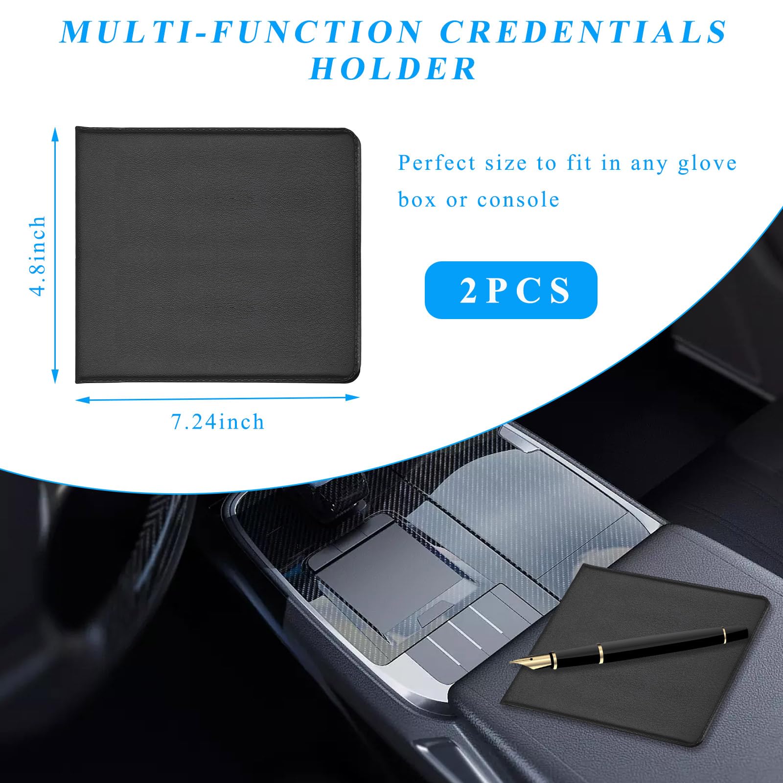 Kewucn 2 Pack Car Registration Insurance Holder, 10.55''×4.8'' Essential Auto Card Glove Box Organizer, Vehicle Interior Accessories Perfect for Most Car, Truck, SUV(Black)