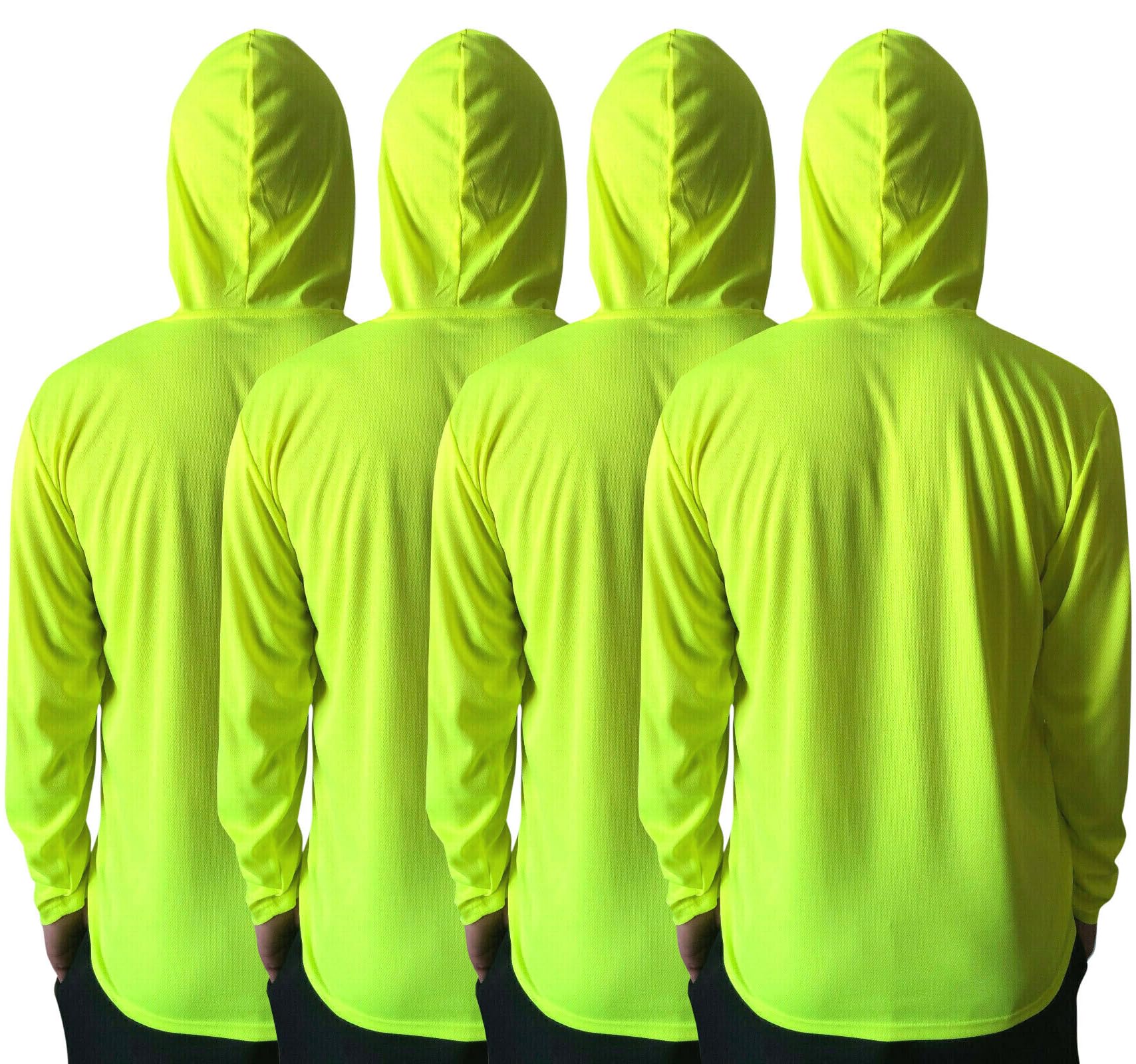 Men UPF 50+ Sun Protection Breathable T Shirt Long Sleeve Workout T-Shirts with Hood (as1, Alpha, m, Regular, Regular, 4Pcs Neon Yellow)